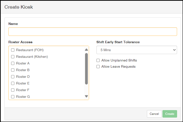 Create a Kiosk – goRoster Help Centre
