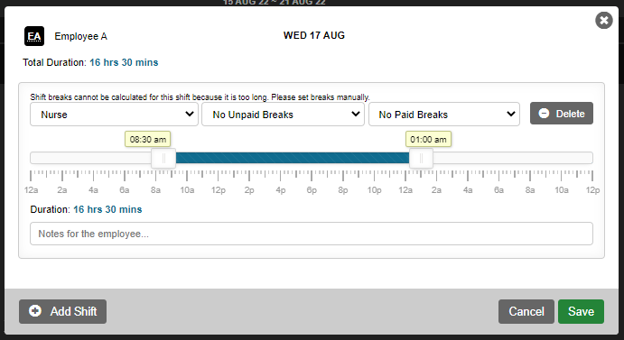 Automatic Shift Breaks Rules – goRoster Help Centre